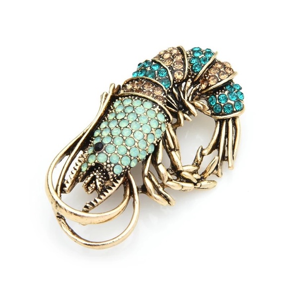 Jewelry | Vintage Rhinestone Shrimp Brooch Pin | Poshmark